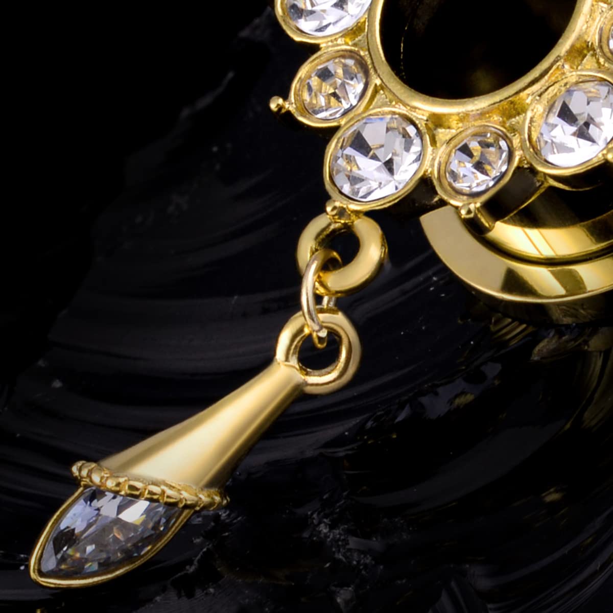 Snapklik.com : Gemmed Flower Drop Eyelets Gold Plated Stainless Steel ...