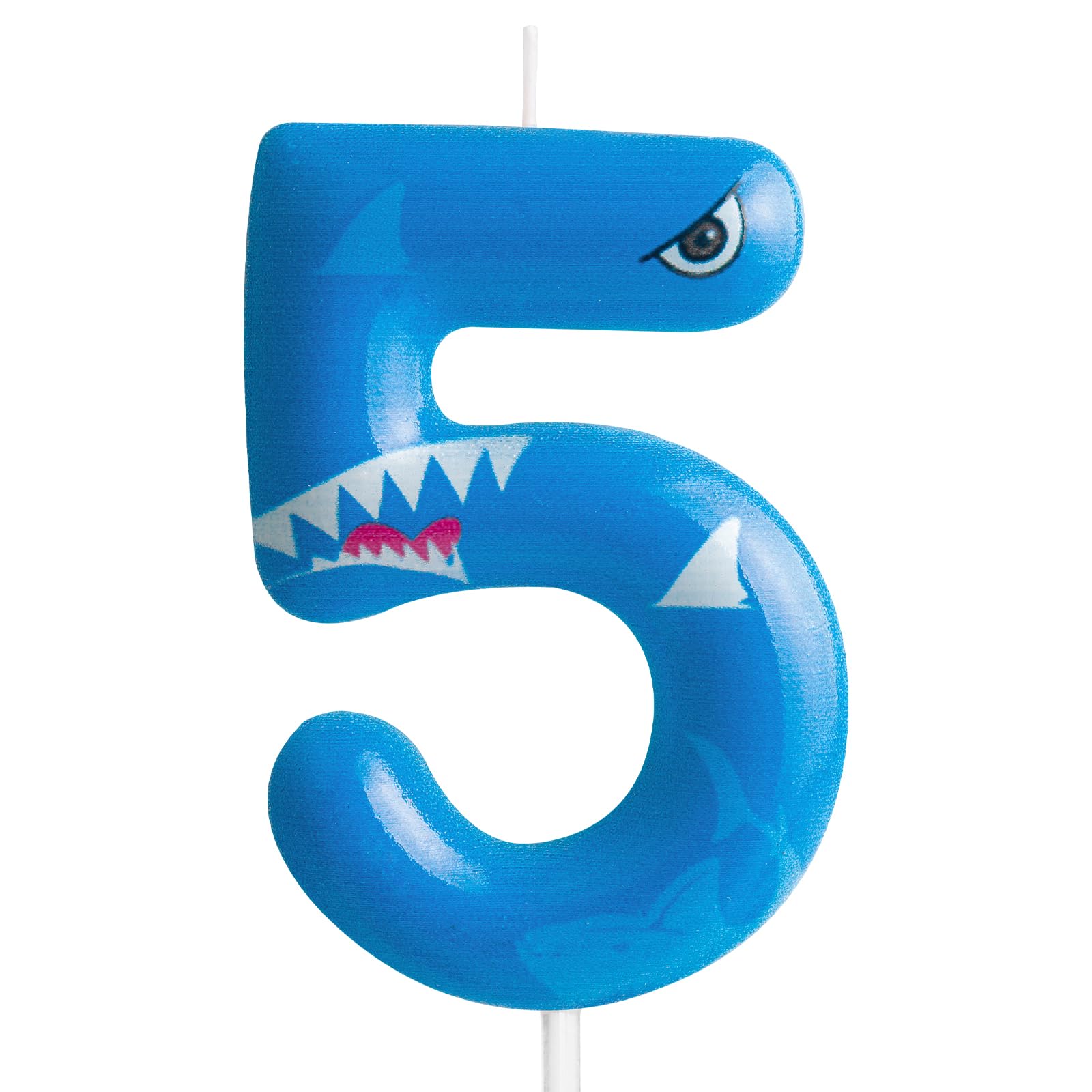 Amazon.com: 5th Birthday Candle Shark Number 5 Candle Shark Cake ...