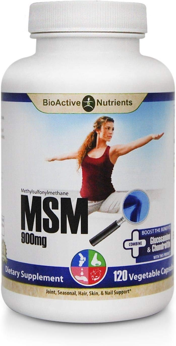 BIOACTIVE NUTRIENTS MSM Suplemento Cápsulas 900 mg 120 unidades Suplemento diario de ...