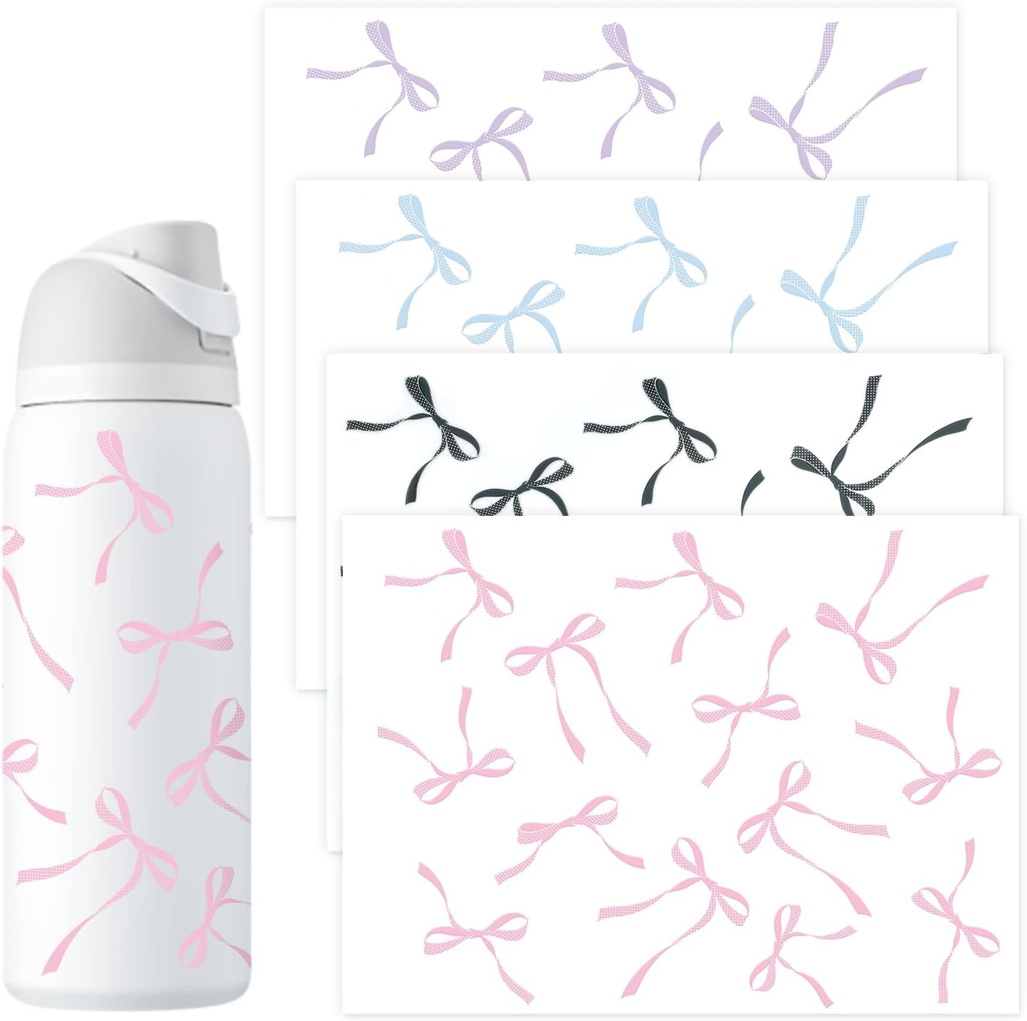 BOXOB 4 Pcs Bows Stickers for Owala Bottle, Glass Cup Bows Decals ...