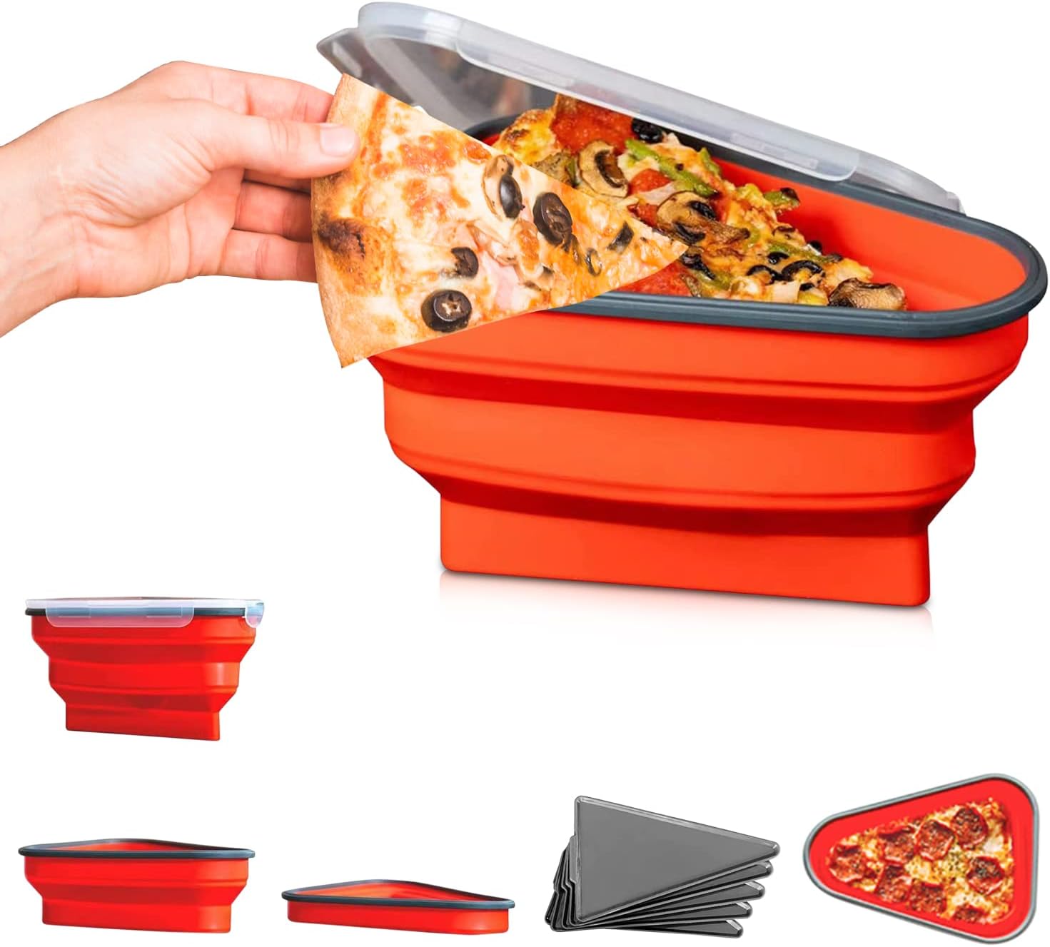 Amazon.com: 5 Pizza Storage Container Collapsible & Reusable - Silicone ...