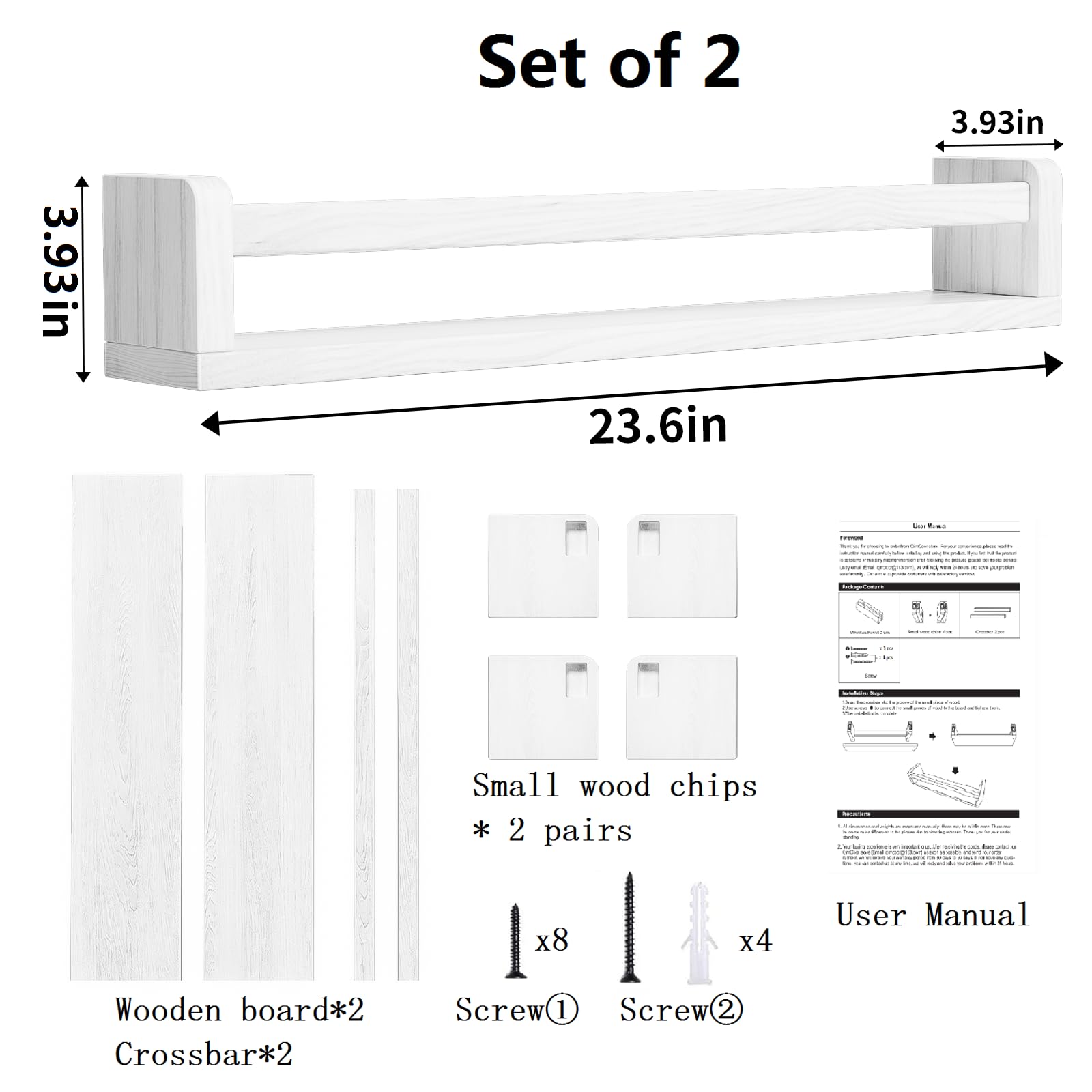 QimCoor 23.6inch Nursery Book Shelves, Floating Bookshelves for Wall ...