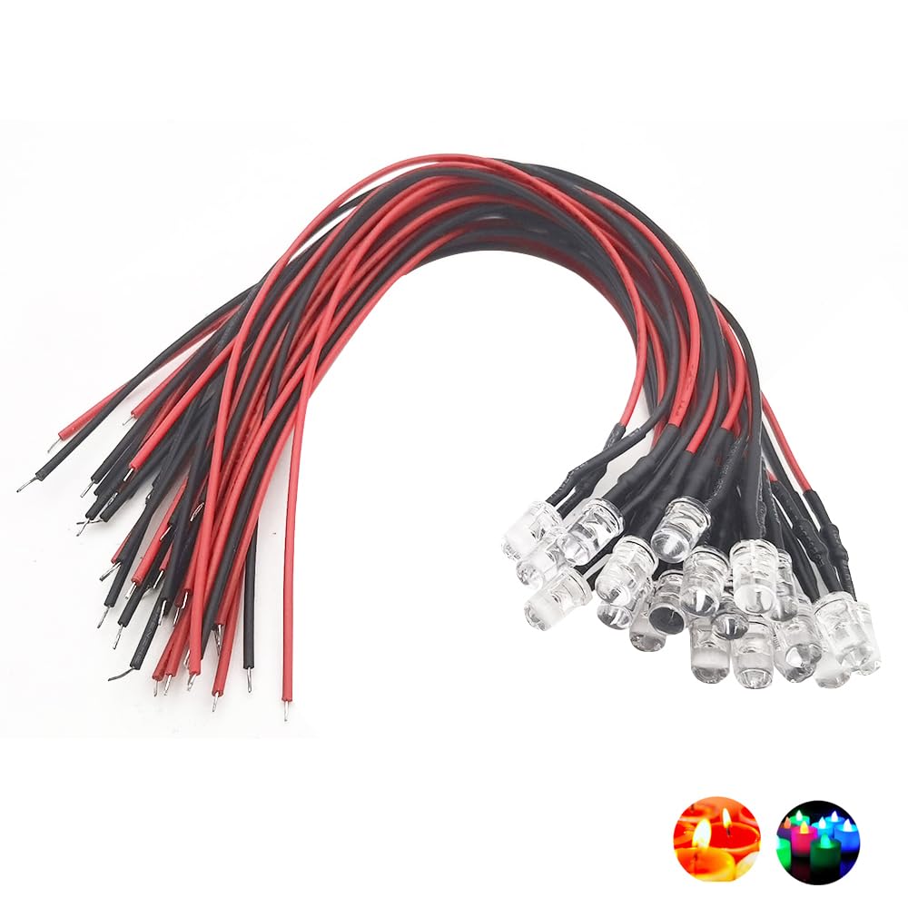 Amazon.com: Vrabocry 30pcs 3mm Red Candle Flickering Lights LED ...