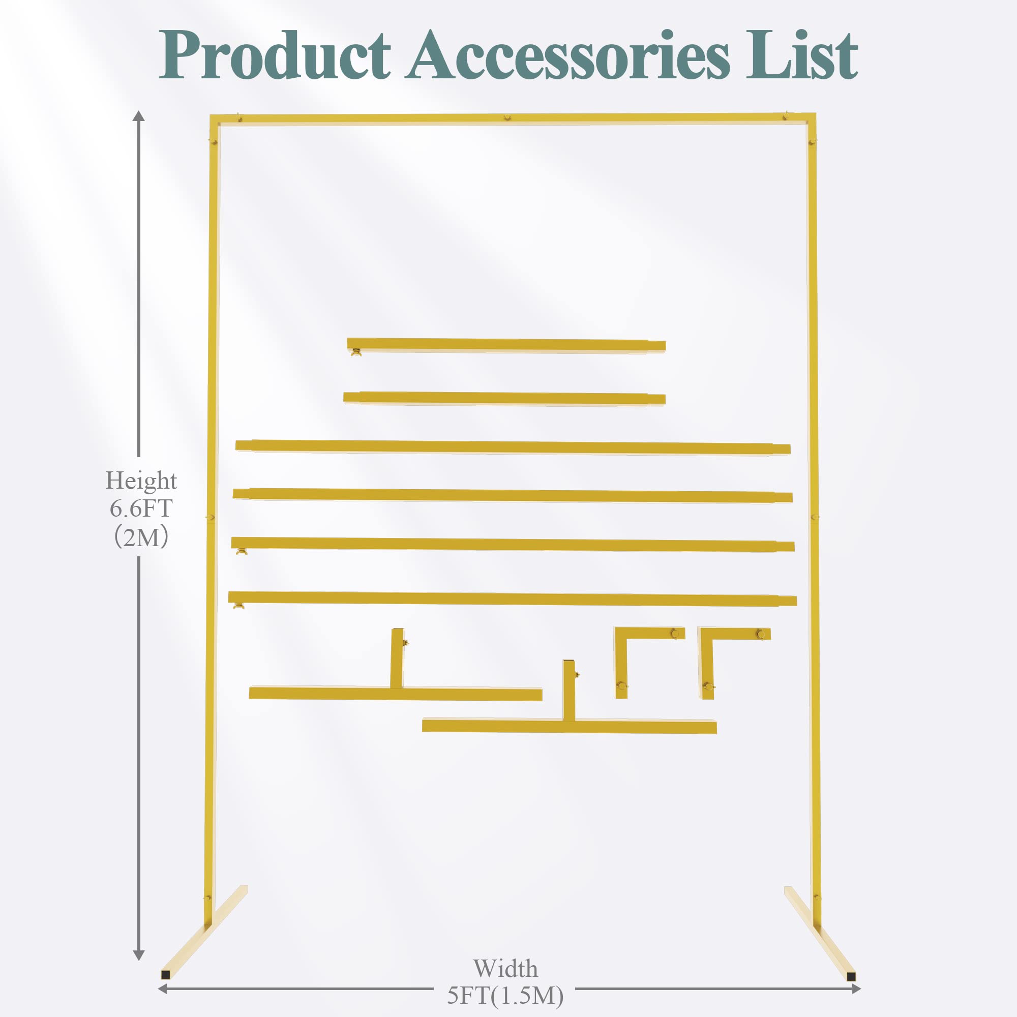 Snapklik.com : 6.6x5FT Gold Wedding Arch Stand Metal Square Arch ...