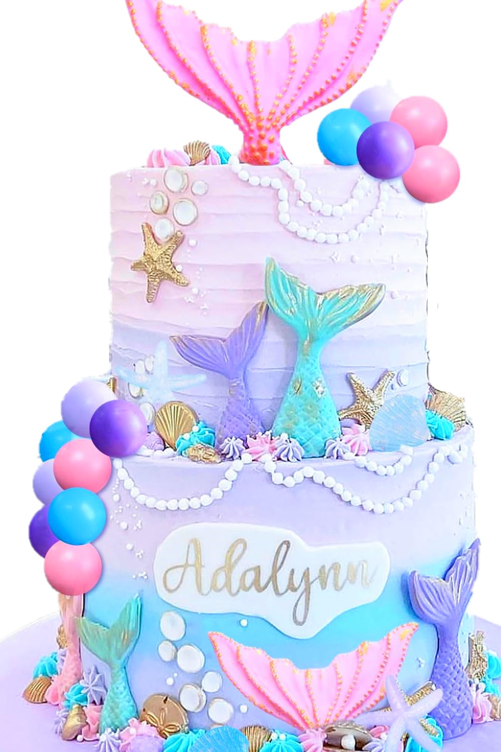 Snapklik.com : Purple Pink Little Mermaid Cake Topper Under The Sea ...