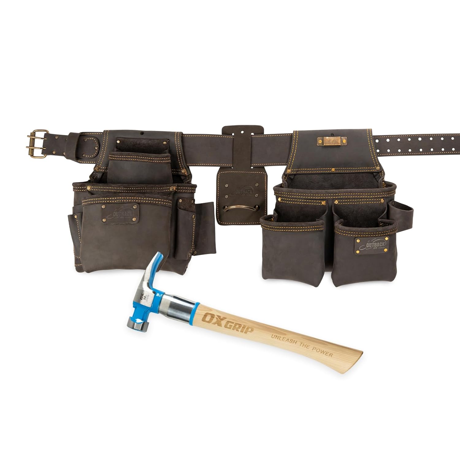OX Tools Pro 4 Piece Carpenter Tool Belt & 22 Oz Hickory Hammer Combo ...