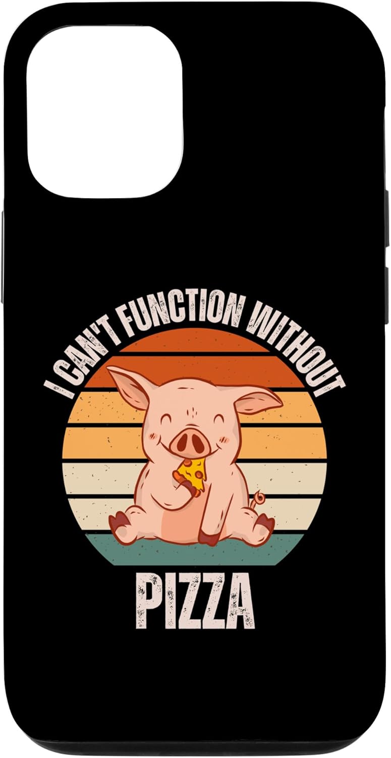 Amazon.com: iPhone 14 Pro Vintage Pig I Can't Function Without Pizza ...