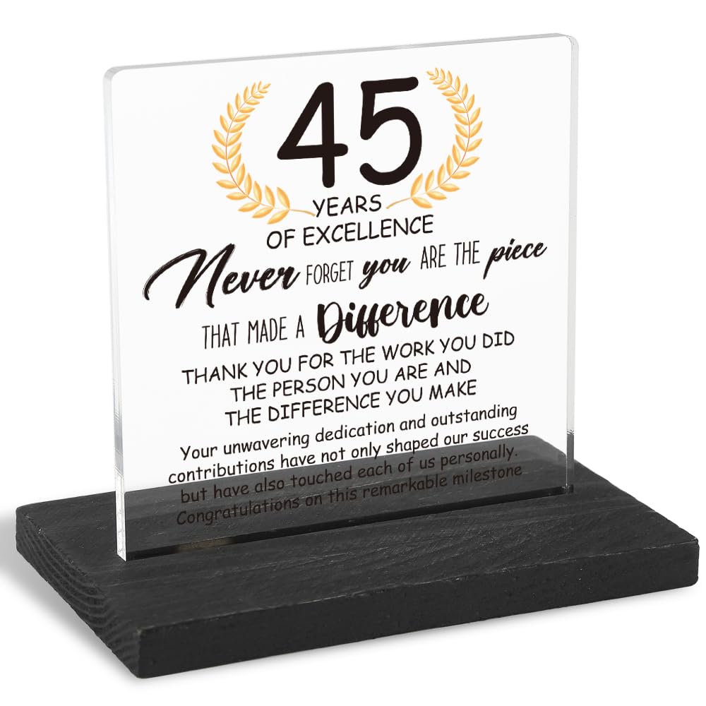 Amazon.com: 45Years Work Anniversary Desk Decor Gifts for Employee ...