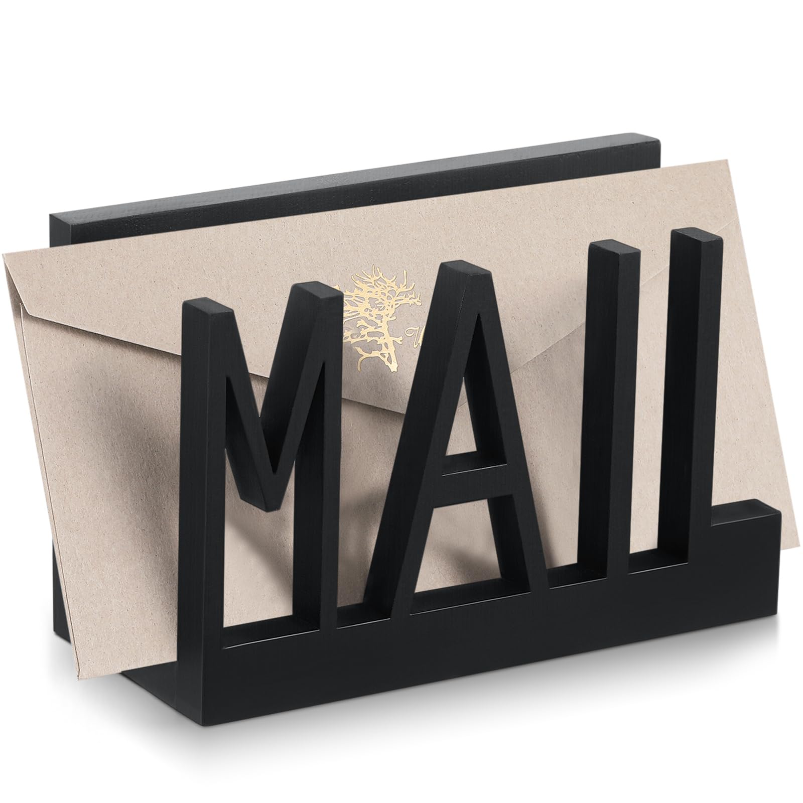 Amazon.com : Vercraft 1 Slot Mail Holder Wooden Mail Organizer Black ...