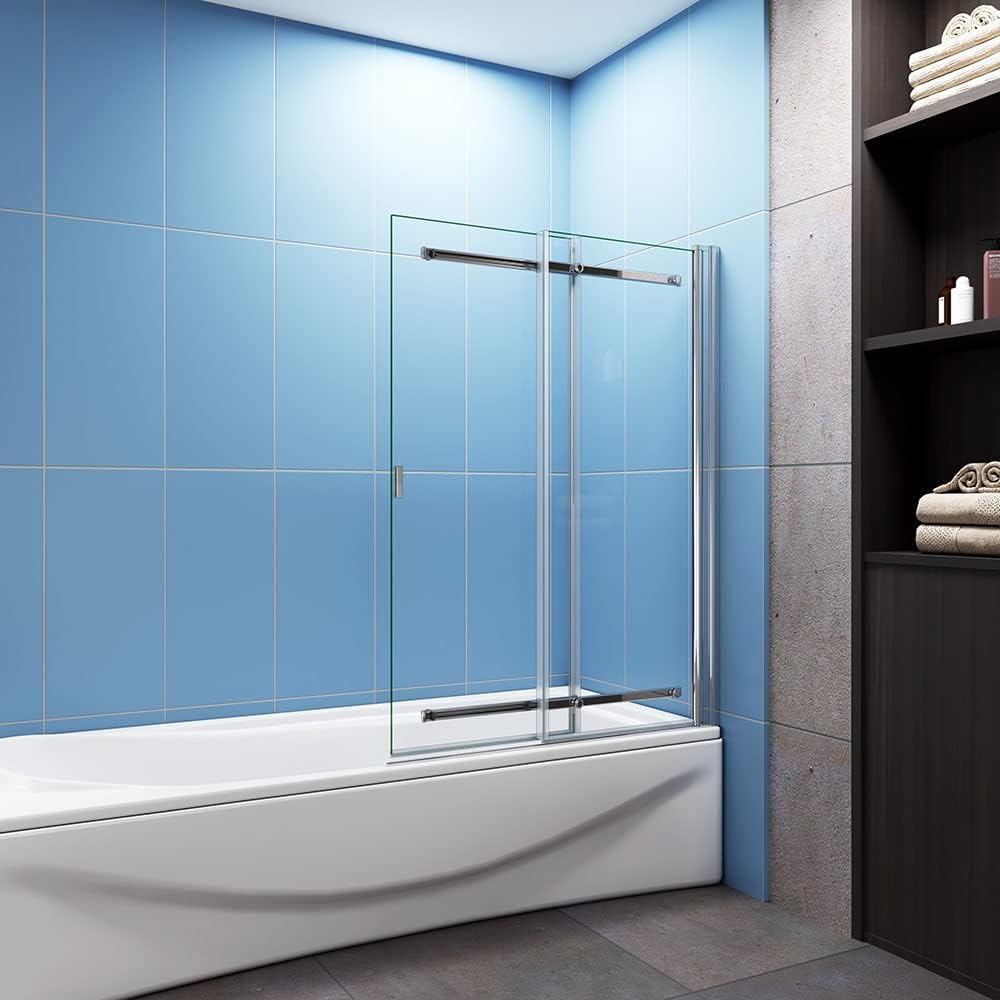 huibathrooms Double Sliding Shower Pivot Bath Screen H1400, 6mm Clear ...