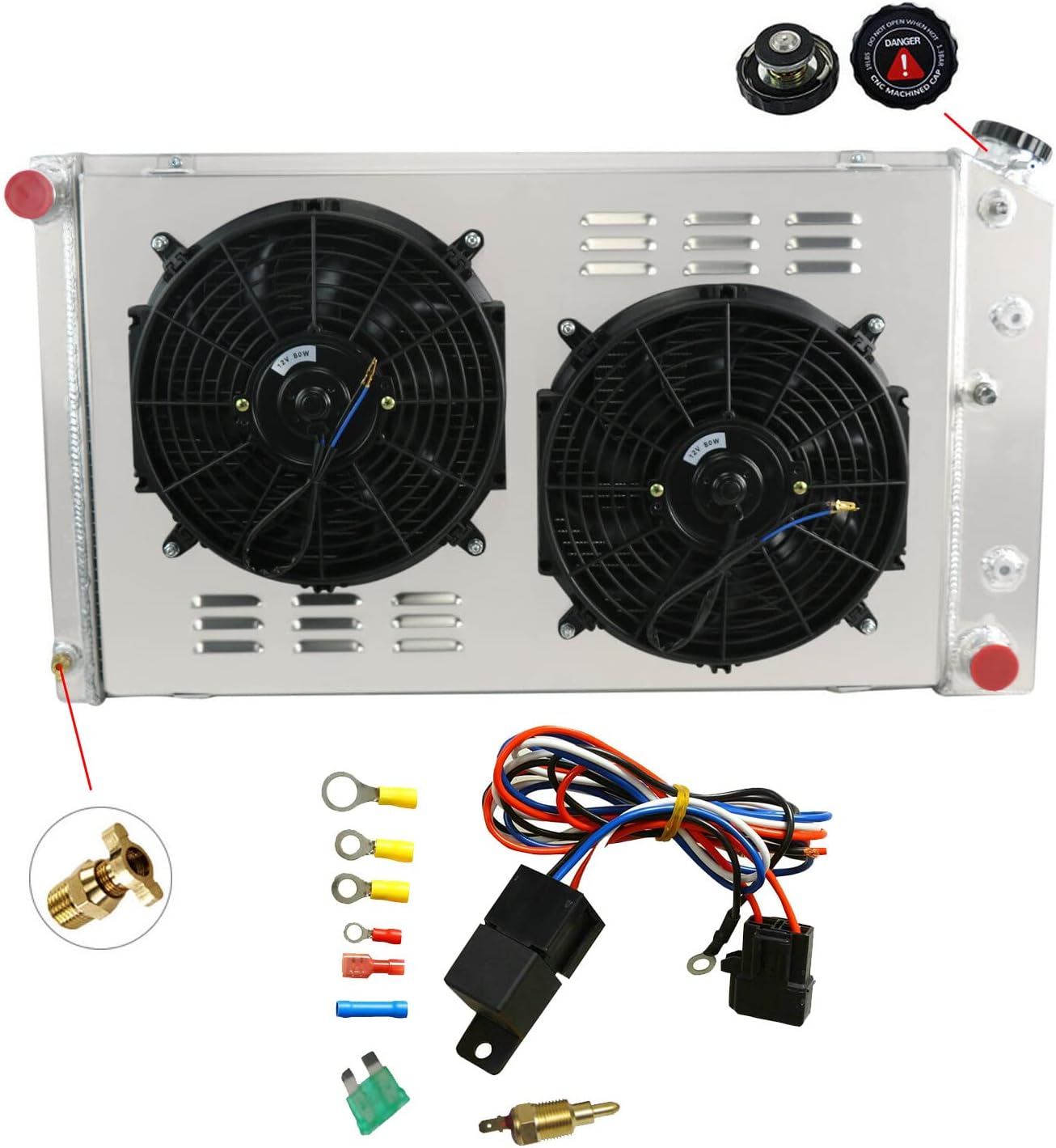 Amazon.com: OzCoolingParts 3 Row Core Aluminum Radiator + 2 x 12" Fan w/Louver Shroud Kit for ...