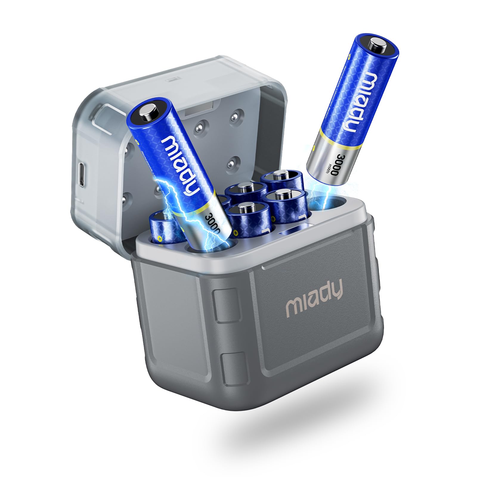 Amazon.com: Miady 8-Pack Rechargeable Lithium AA Batteries with Fast ...