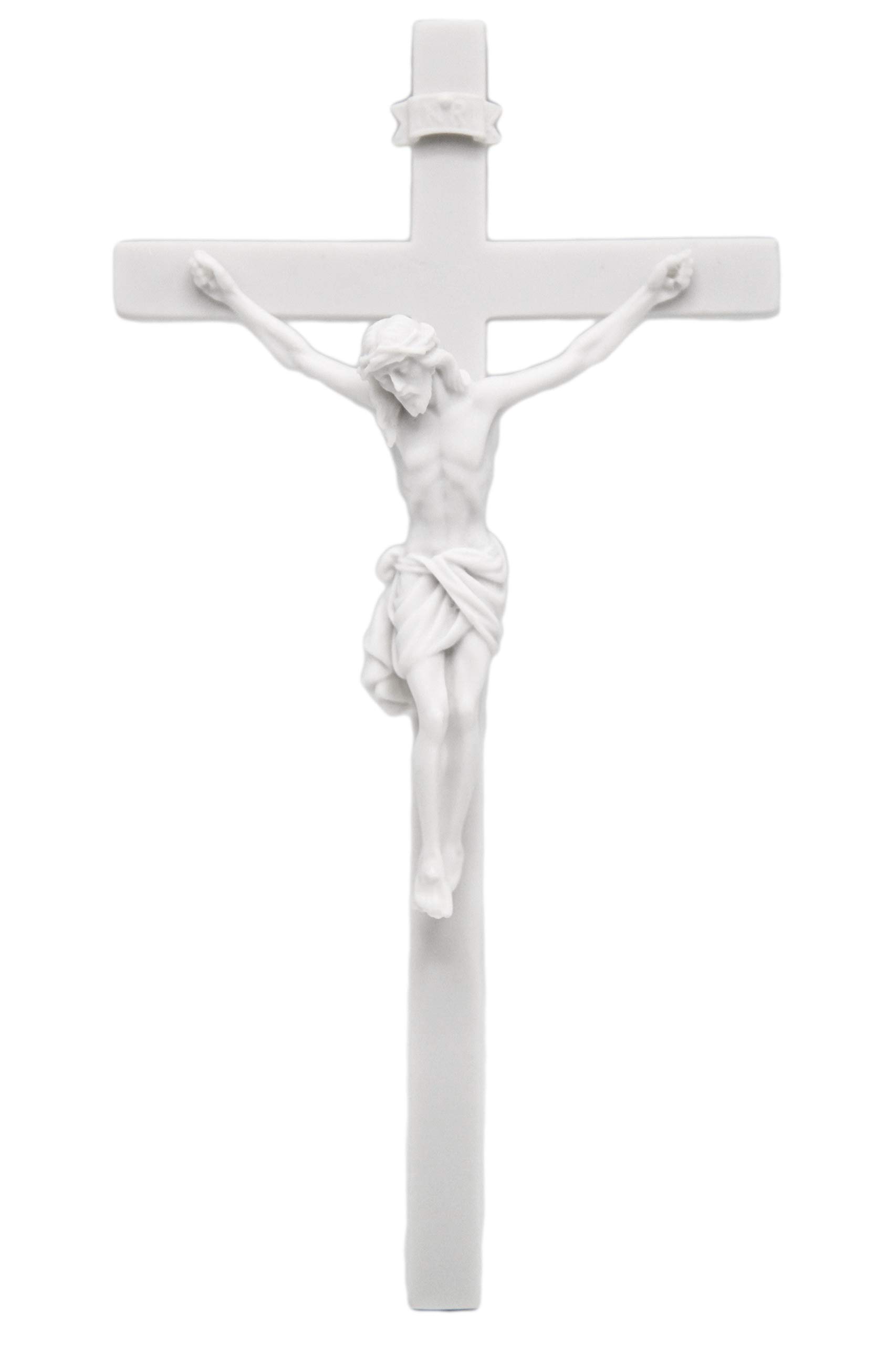 Amazon.com: 10" Wall Crucifix Cross Jesus White Stone Corpus Italian ...