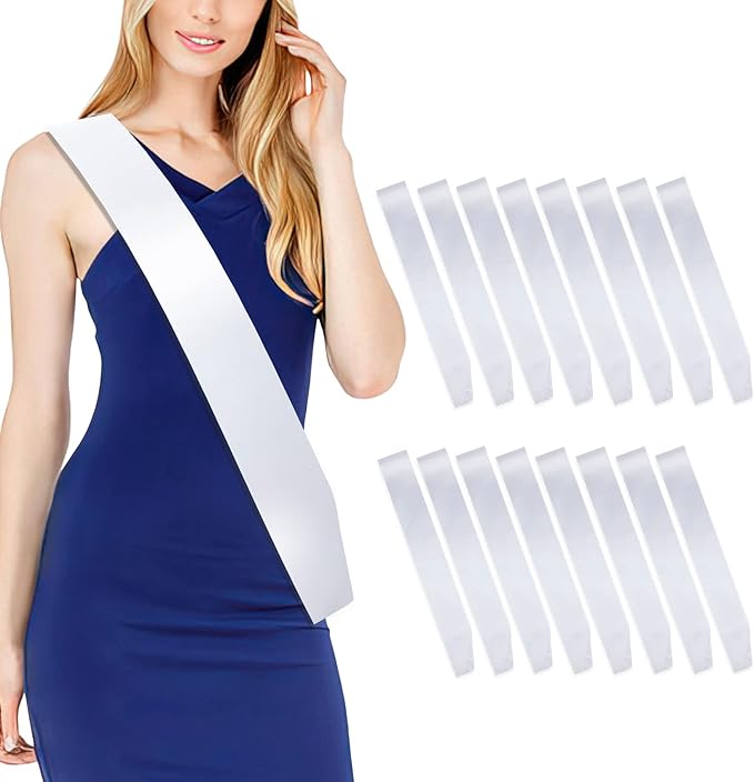 Amazon.com: 16 Pcs Sash Blank Satin Sash White Sash Party, Bride To Be ...