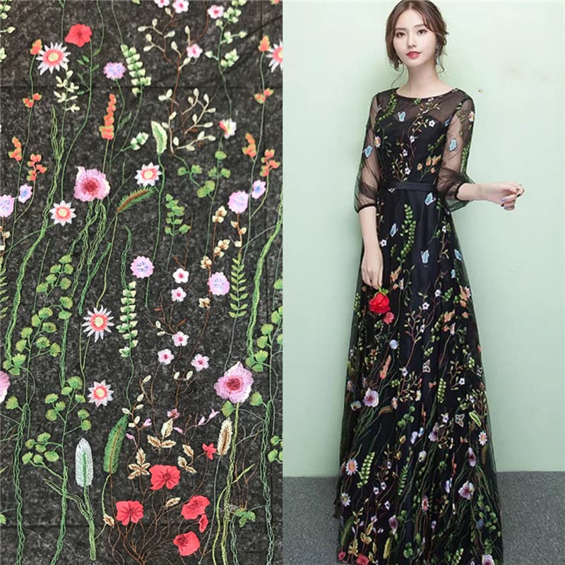 Exquisite Floral Flower Embroidery Mesh Lace Fabric Sewing Lace Trim ...