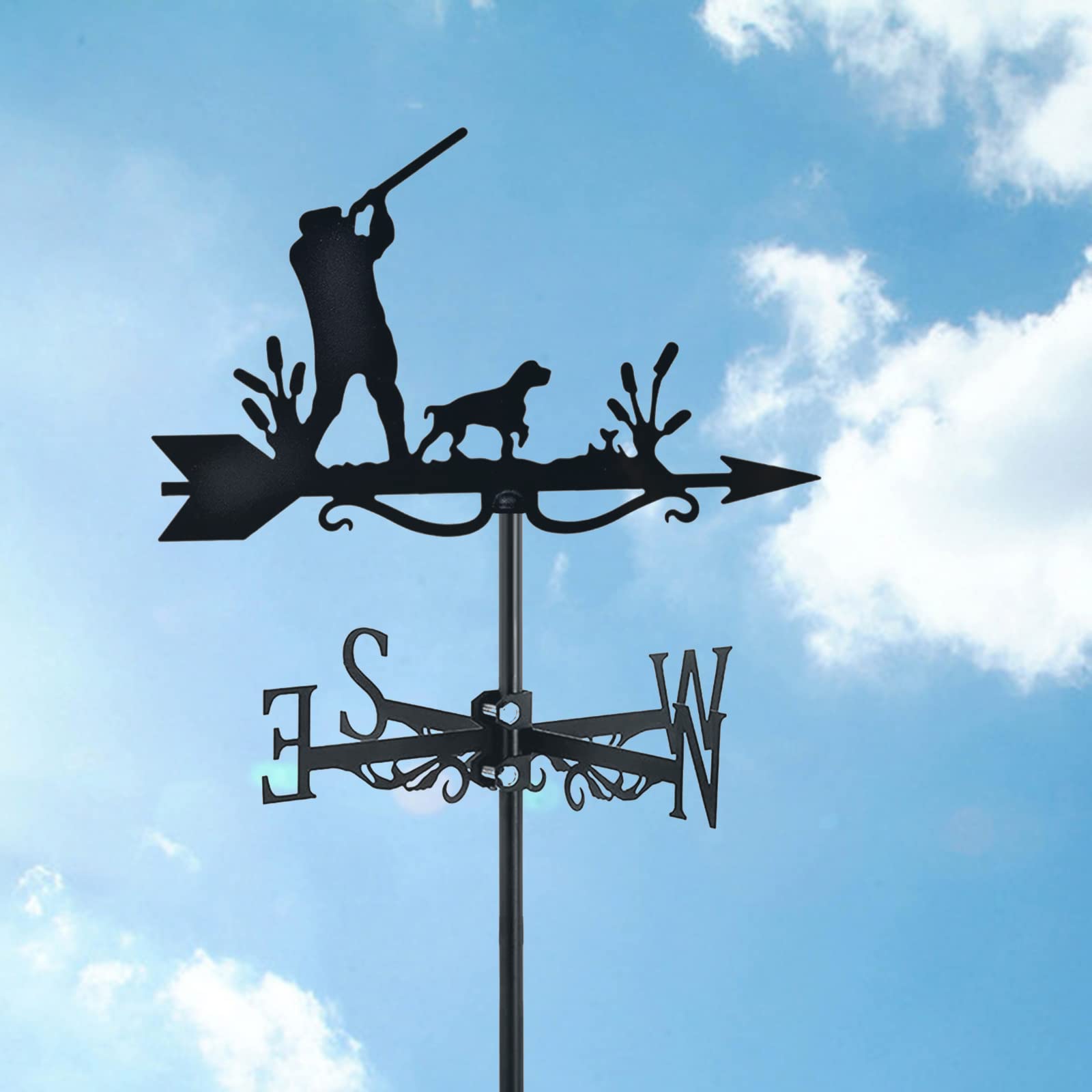Amazon.com : BrolEo Black Metal Hunter & Dog Wind Weathervane Weather ...