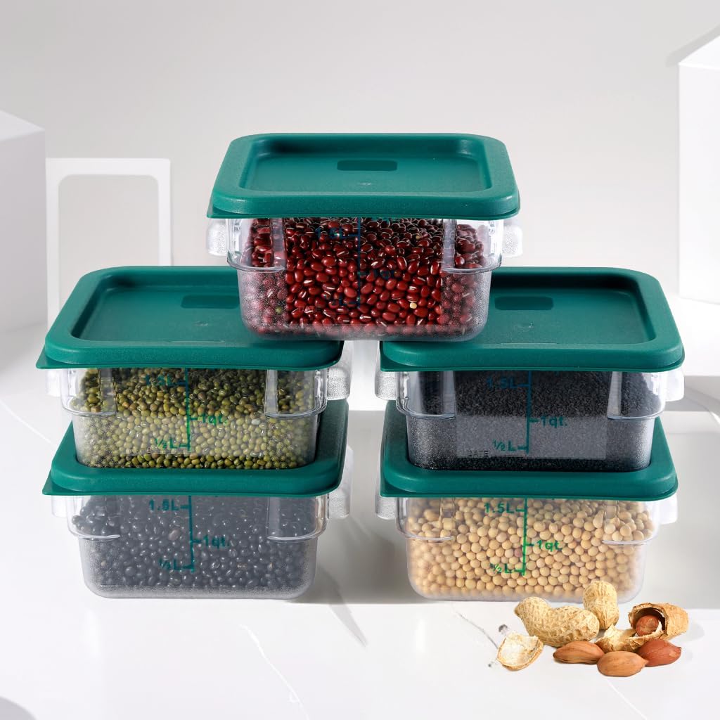 Amazon.com: Clivia 2 Qt/5 Pack Commercial Grade Square Food Storage ...