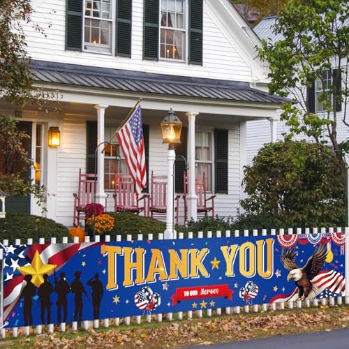 Amazon.com: Thank You Veterans Banner Happy Veterans Day Decorations ...