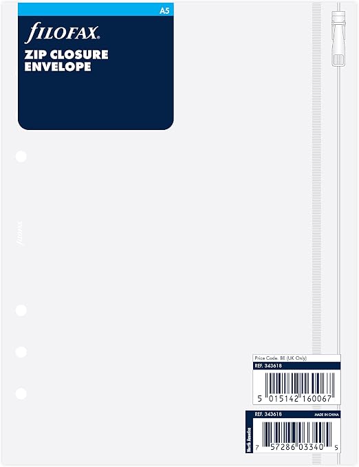 Filofax A5 Zip Lock Envelope,148mm x 210mm : Amazon.co.uk: Stationery ...