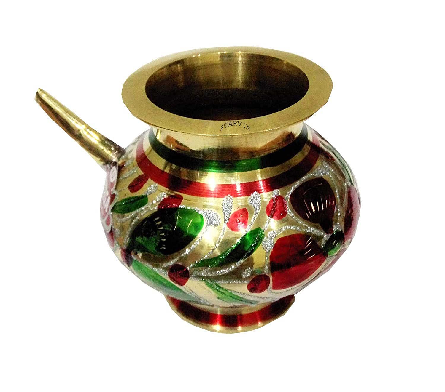 Buy STARVIN || Meenakari Brass Karwa Chauth Lota, Karwa Lota, Karva ...