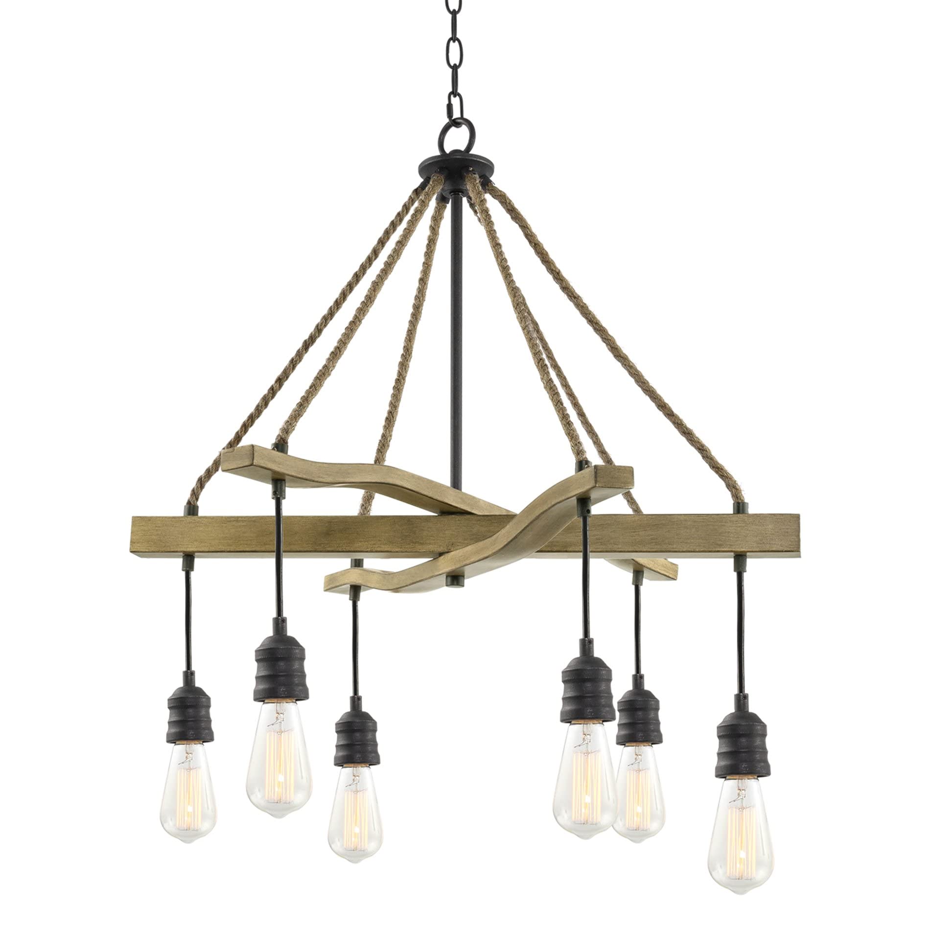 Kira Home Marlo 28" 6-Light Farmhouse Pendant Chandelier + Hanging ...