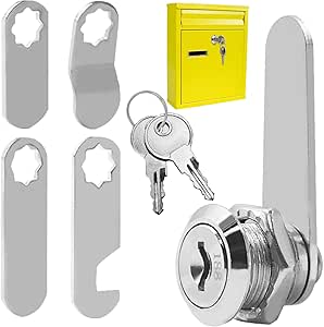 Briefkastenschloss 16mm, Kommt mit 5 Verschiedene Schlossplatten und 2 Schlüssel, Schrankschloss ...