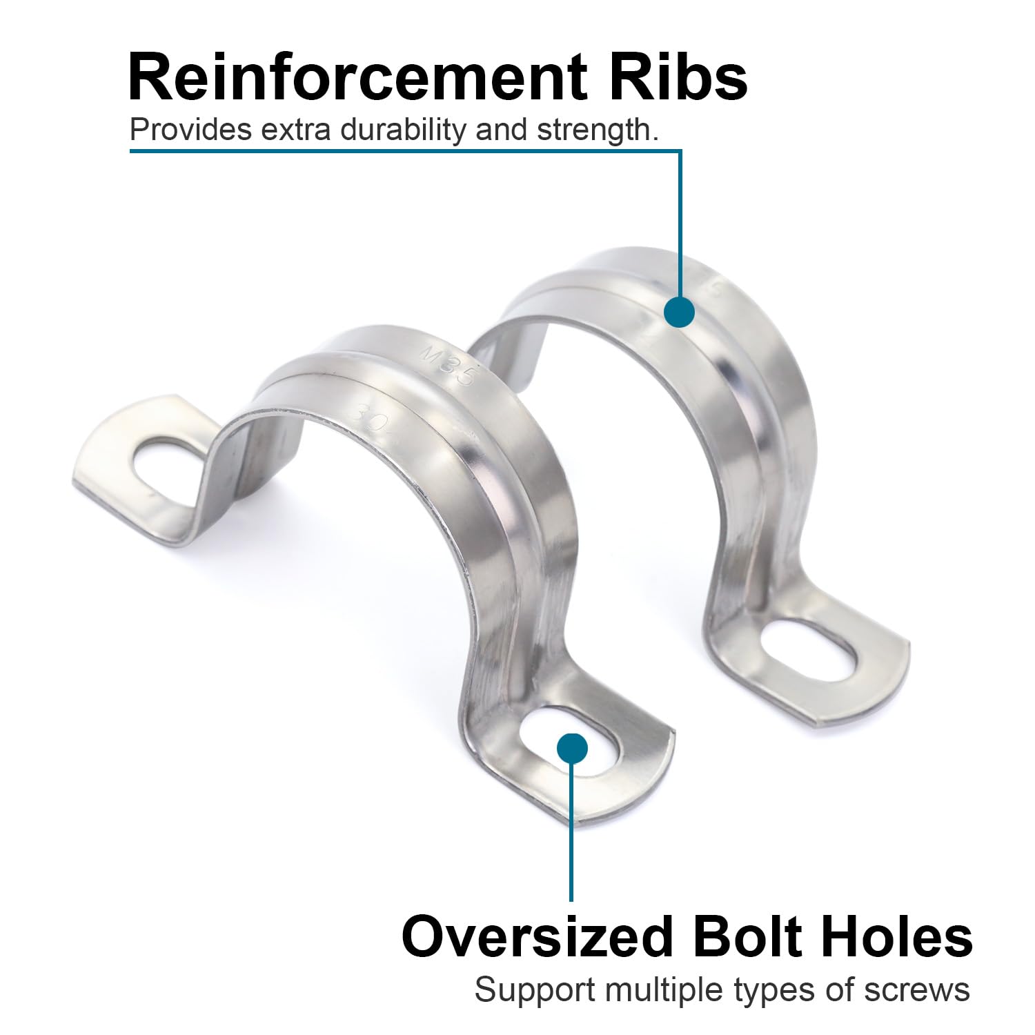 U Little Pipe Clamps 5/16″ Famltol Metal Cable Wall Clips 304 Stainless ...