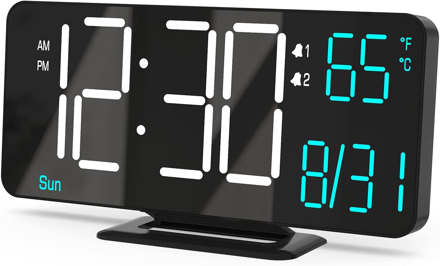 Amazon.com: KOSUMOSU Digital Clock for Bedroom 6.7in Small Digital ...