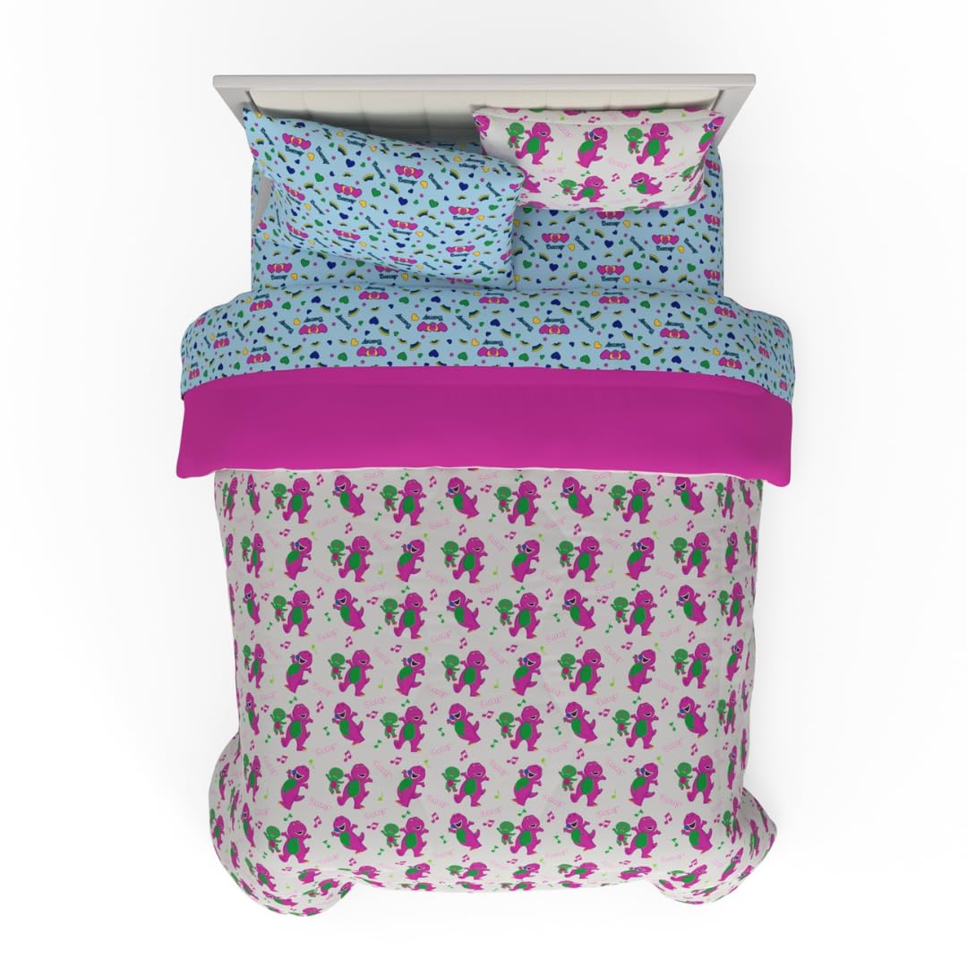 Amazon.com: Franco Barney & Friends Bedding 7 Piece Super Soft Reversible Comforter and Sheet ...