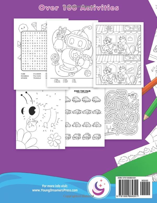 Activity Book for Kids Ages 6-8: Word Searches, Coloring Pages, Spot ...