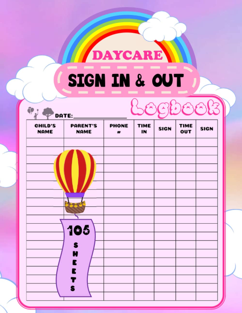 DAYCARE Sign In & Out Logbook: Attendance Register When Parents or ...