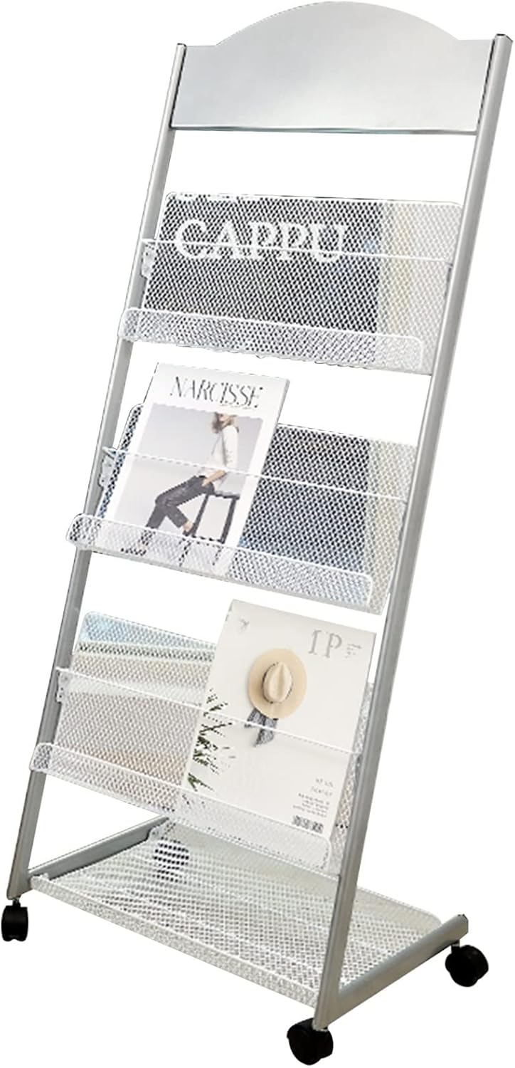 Amazon.com: MTSON Portable Magazine Rack Holder with Wheels, 4-Layer L ...
