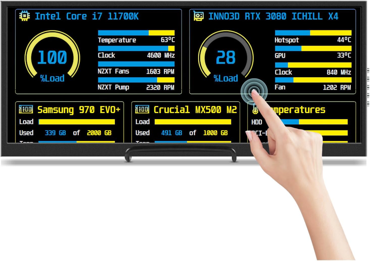 Amazon.com: 12.3-Inch Touchscreen Portable Monitor 1920x720 Bar LCD ...