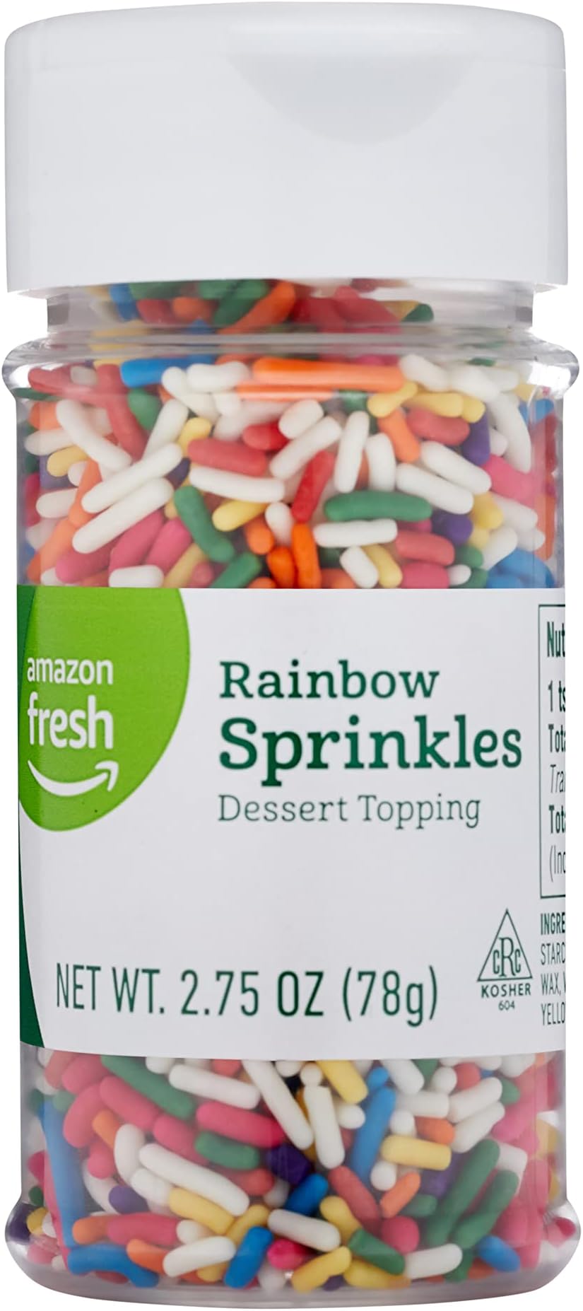Amazon.com: Amazon Fresh, Rainbow Sprinkles Dessert Topping, 2.75 Oz ...