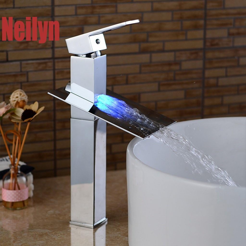 HZH Mixer Tap Basin Faucets LED 3 Colors Changing Light Modern ...
