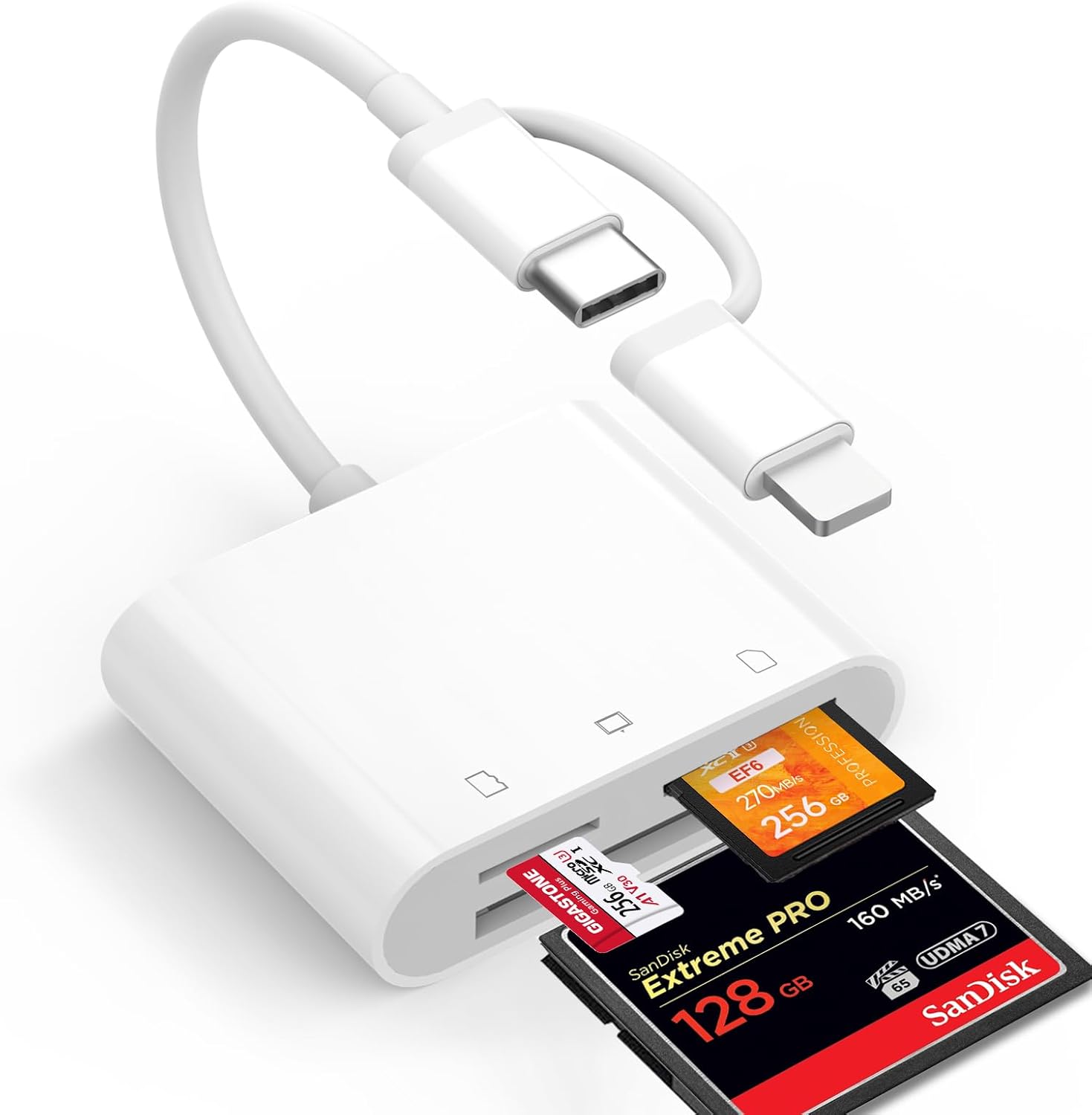 Amazon.com: Denlane CF SD Card Reader for iPhone iPad Mac Dual ...