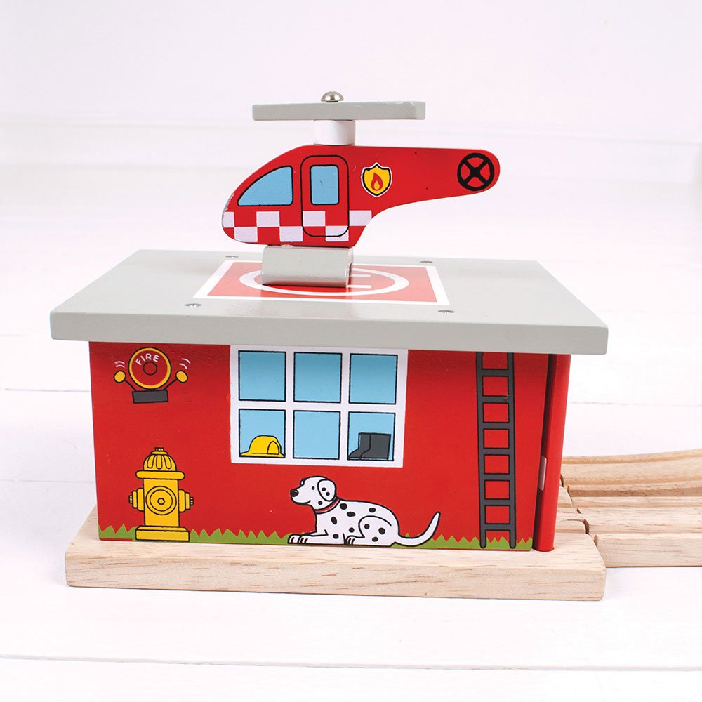 Bigjigs Rail Firestation Shed | Wooden Toys | Bigjigs Train Accessories ...