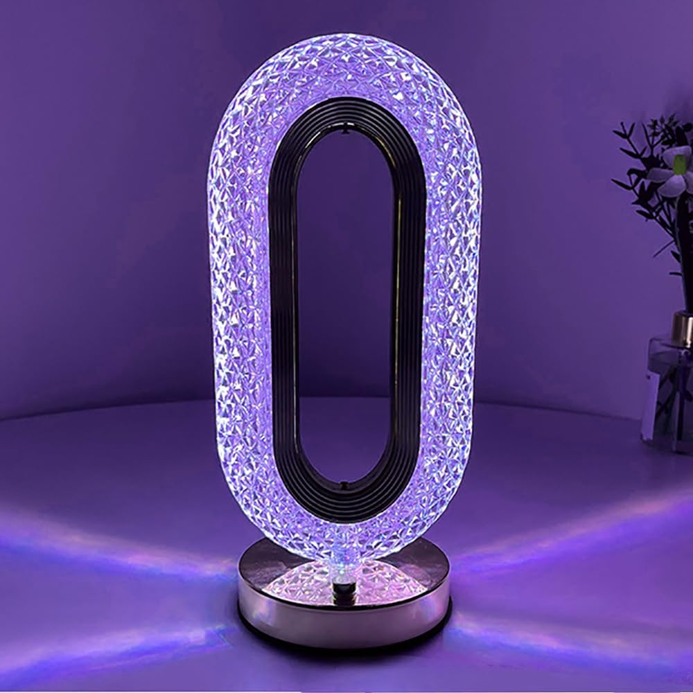 HPUFKOT Portable Crystal Metal Desk Lamp RGB Color Changing Night Light ...
