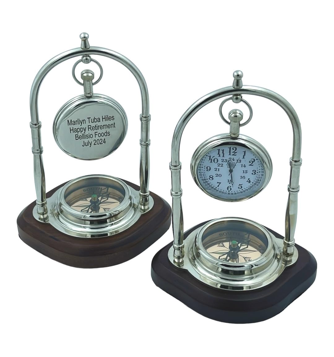 Amazon.com: Table Clock with Compass Personalized Engraved Compass ...
