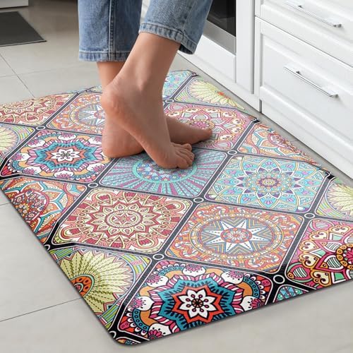 Amazon.com: QIYI Boho Anti Fatigue Kitchen Mat, 3/5" Thick Foam ...