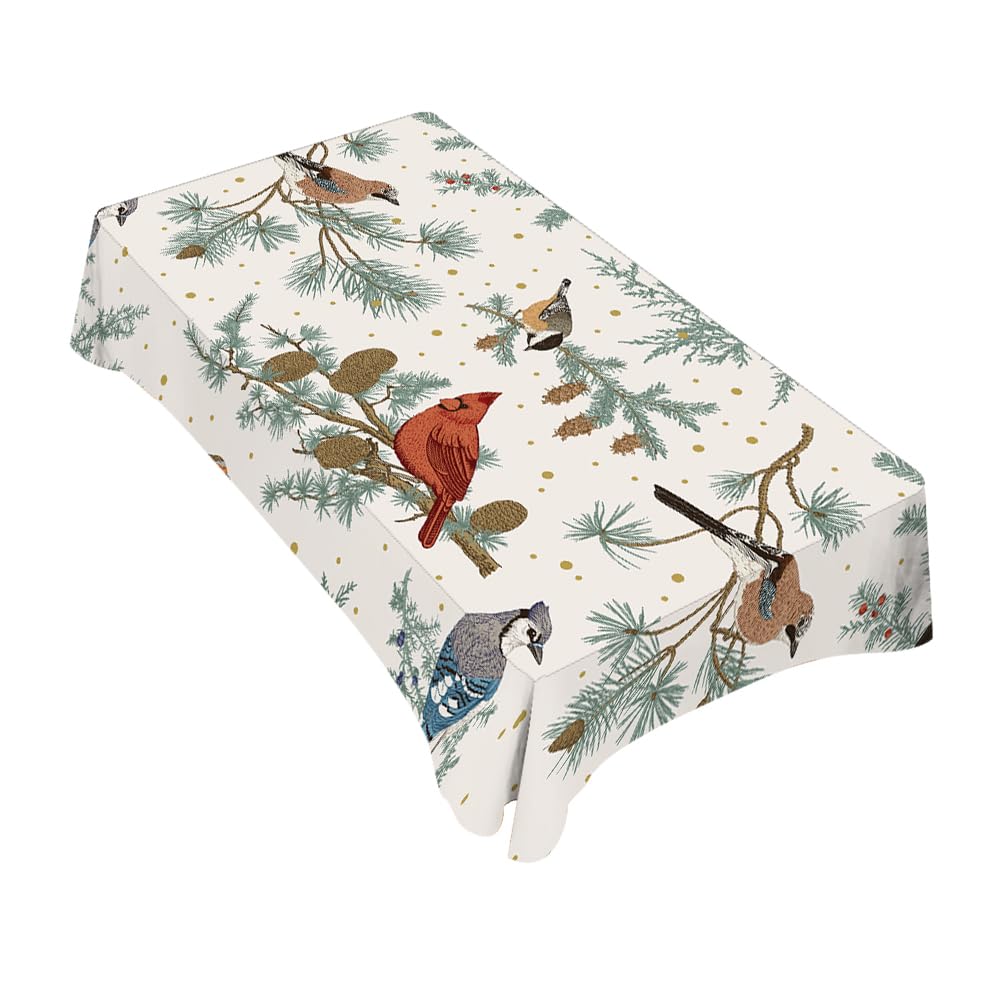 Amazon.com: TKS MITLAN Winter Birds Tablecloth Decor Pine Tree Tit ...