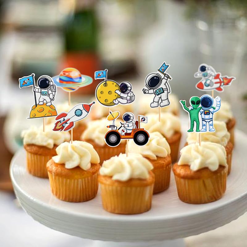 Snapklik.com : Space Cupcake Toppers,24 PCS Astronaut Cupcake Toppers ...