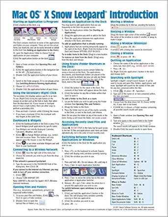 Mac OS X Snow Leopard Introduction Quick Reference Guide (Cheat Sheet of Instructions, Tips ...
