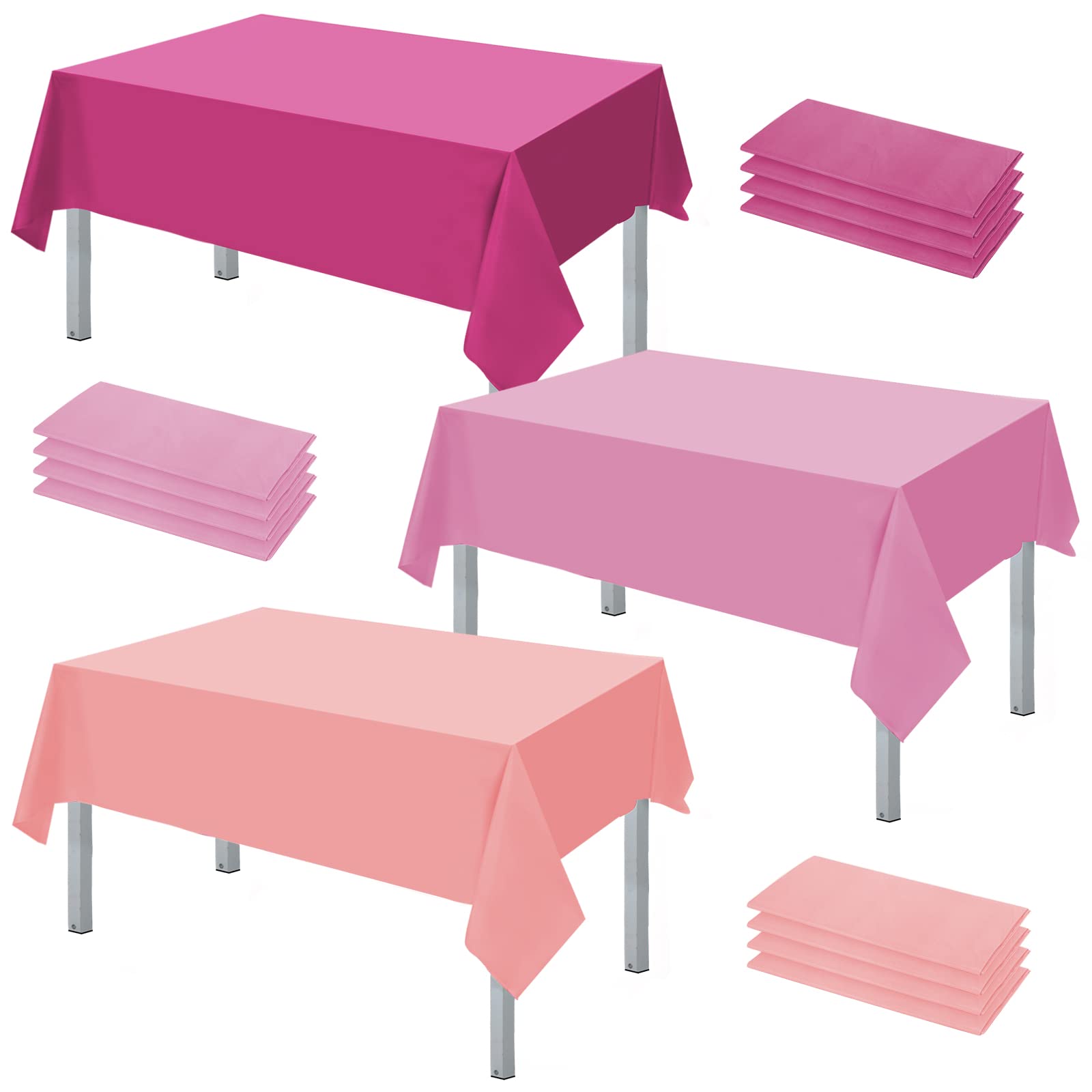 Amazon.com: Frienda 12 Pcs Assorted Color Disposable Plastic Tablecloth ...