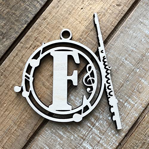 Amazon.com: Flute Initial Wood Christmas Ornament - Personalized Flute ...