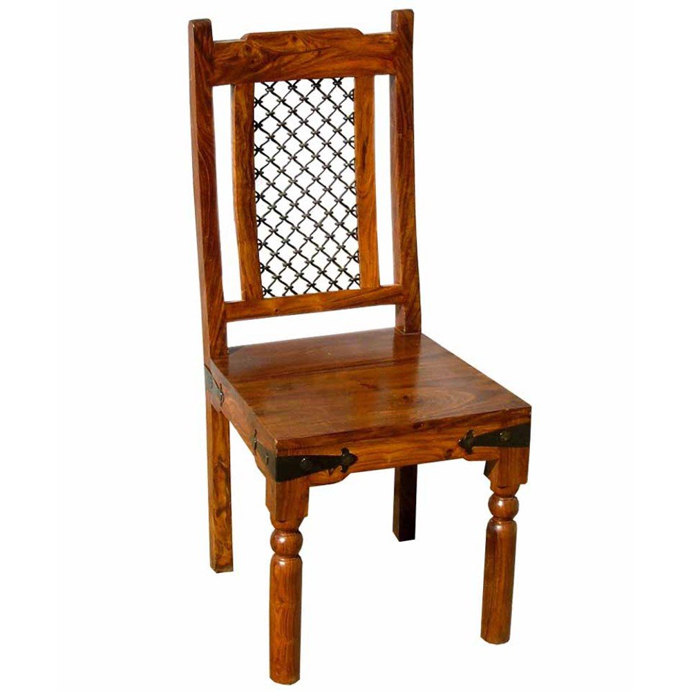 Nikunj Iron Jali Chair (Honey Finish, Brown) : Amazon.in: Home & Kitchen