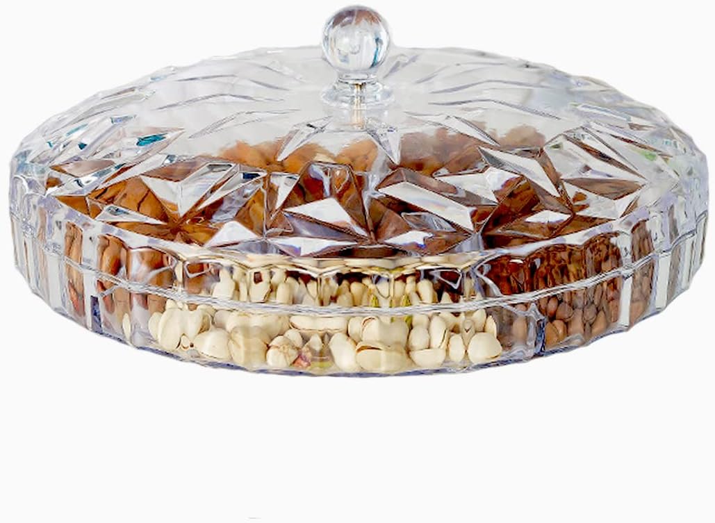 Amazon.com: NDSWKR 12 Inch Snack Serving Tray with Lid, Plastic Divided ...