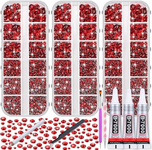 Amazon.com: 25000Pcs Resin Rhinestones with Tweezers for Crafting, Red ...