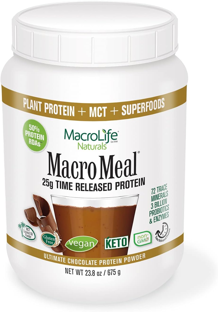 Amazon.com: MacroLife Naturals MacroMeal Vegan Chocolate Protein Powder ...