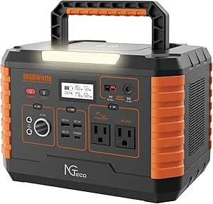 Amazon.co.jp: NGTeco ポータブル電源1000W,家庭用 アウトドア用蓄電池999Wh/270000mAh 出力 LEDライト, AC/DC/USB/Type-C 四つの充電 ...